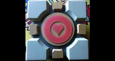 The Weighted Companion Cube Will Never Threaten To Stab You And, In Fact, Is A Subwoofer | Hackaday
