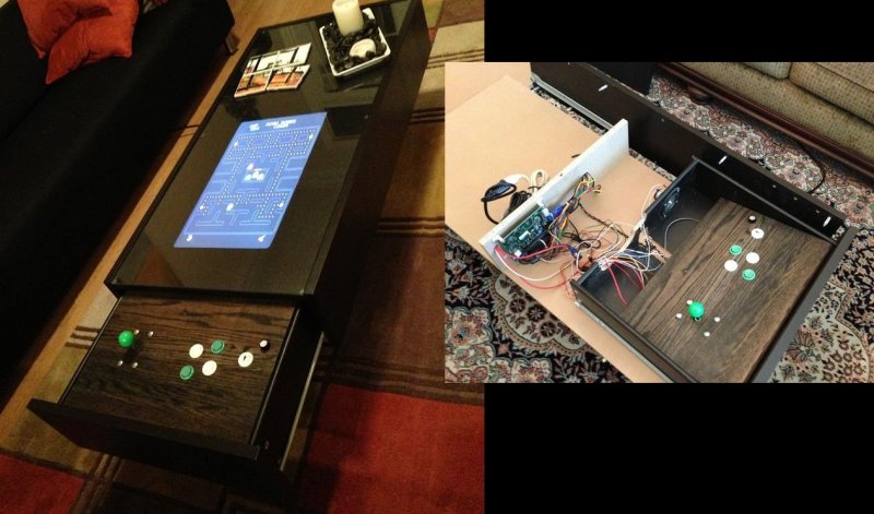 Coffee Table Arcade Hides Its Controls | Hackaday