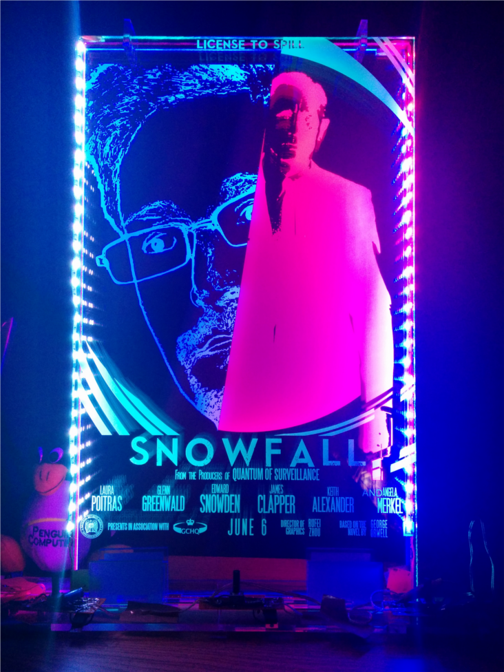 Snowden Immortalized As Bond Villain In Edge-Lit Acrylic Poster | Hackaday