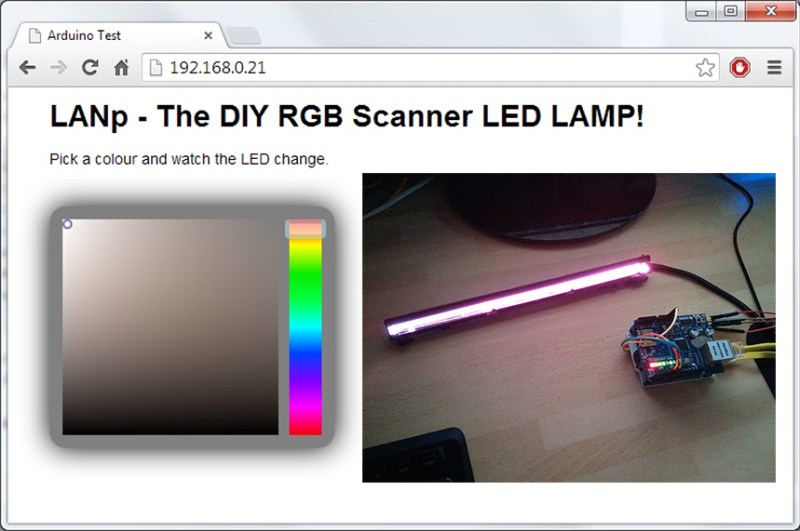 Building A Network Controllable RGB LED Lamp From An Old Scanner | Hackaday