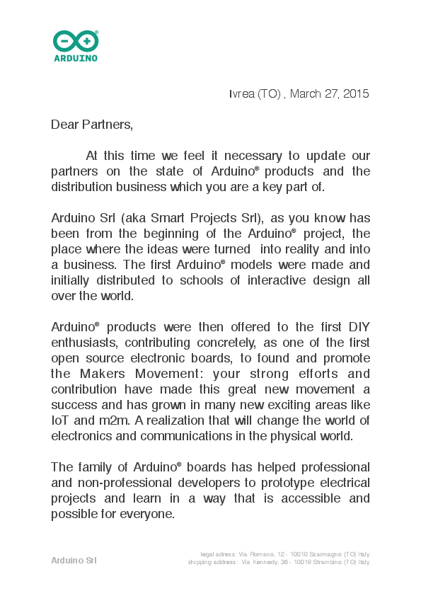 Arduino Srl To Distributors Were The Real Arduino” Hackaday