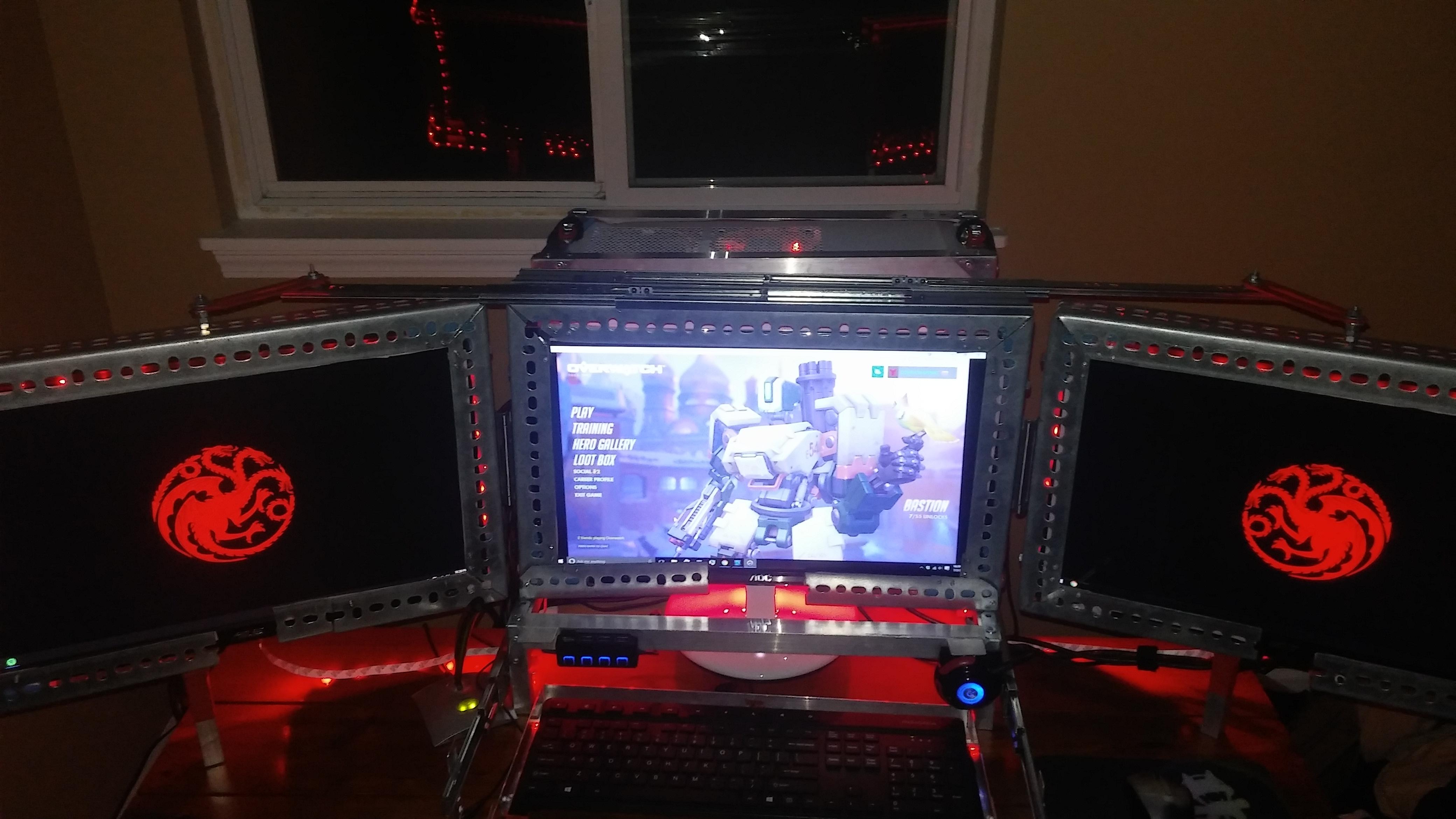 Triple Monitor Rig Front View | Hackaday