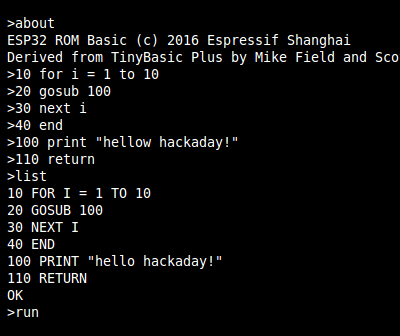 BASIC Interpreter Hidden In ESP32 Silicon | Hackaday