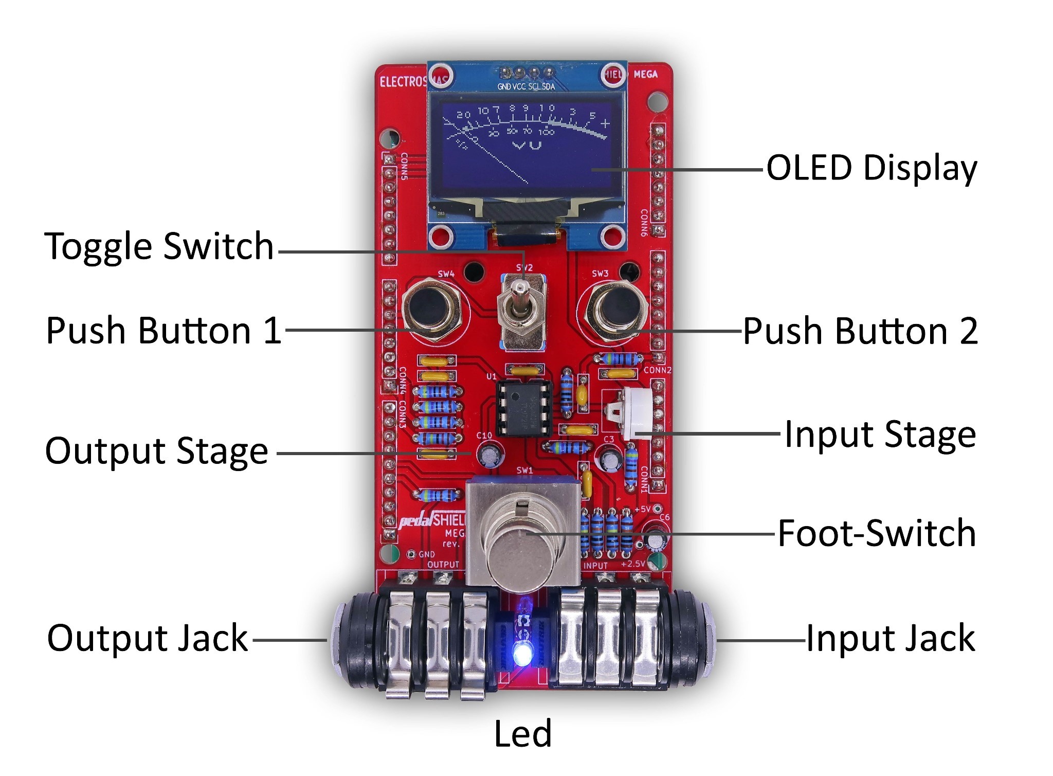 Stomping On Microcontrollers: Arduino Mega Guitar Effects Pedal | Hackaday