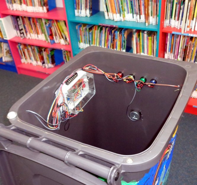 Talking Garbage Can Keeps Eye On Playground | Hackaday