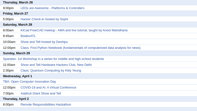 Introducing The Hackaday Calendar Of Virtual Events | Hackaday