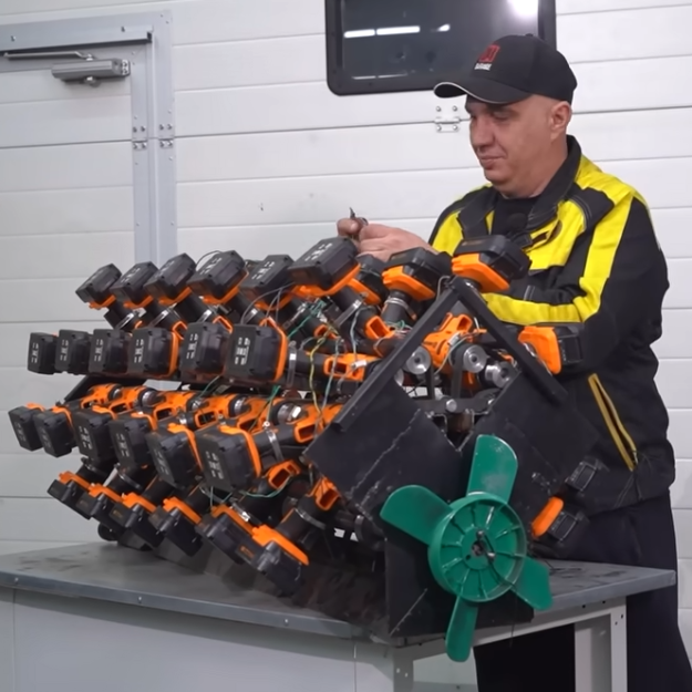 Turning A Lada Into An EV With 50 Cordless Drills, Because Why Not? | Hackaday